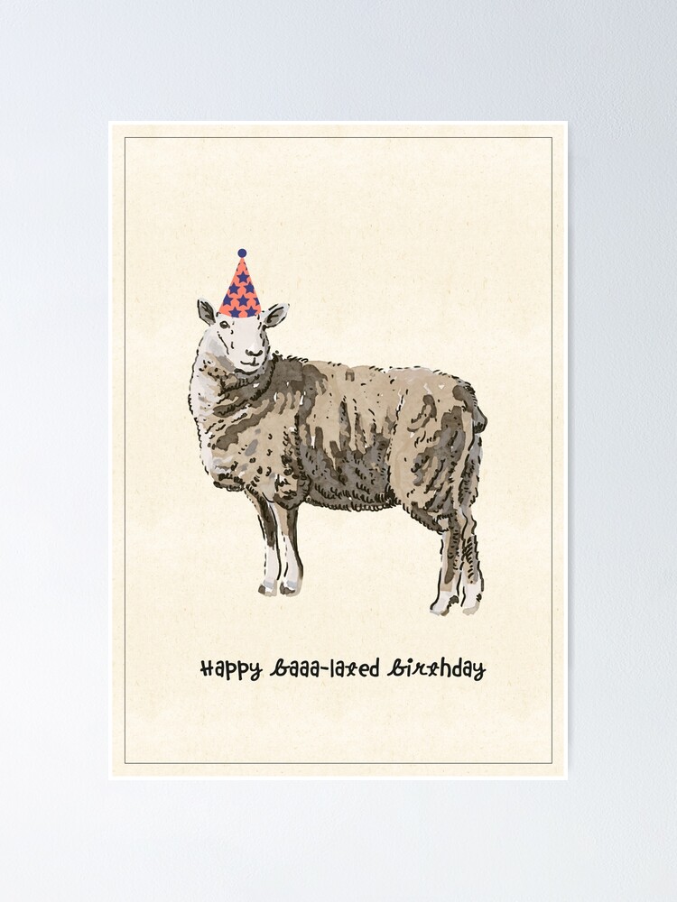 "Sheep Pun Happy Birthday" Poster by okpinsArtDesign | Redbubble