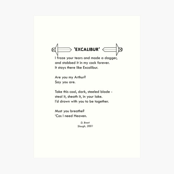 ""Excalibur" - Full Poem by David Brent - Simple Design Art - The ...