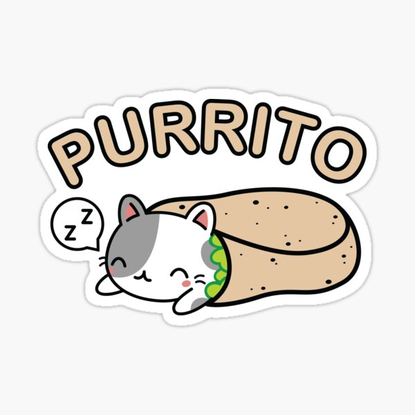 "Sleepy Purrito Kawaii Cat " Sticker for Sale by CompassandCrate ...
