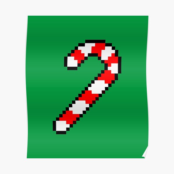"Pixel Art CANDY CANE - Black Outline 1" Poster for Sale by akaiawa ...