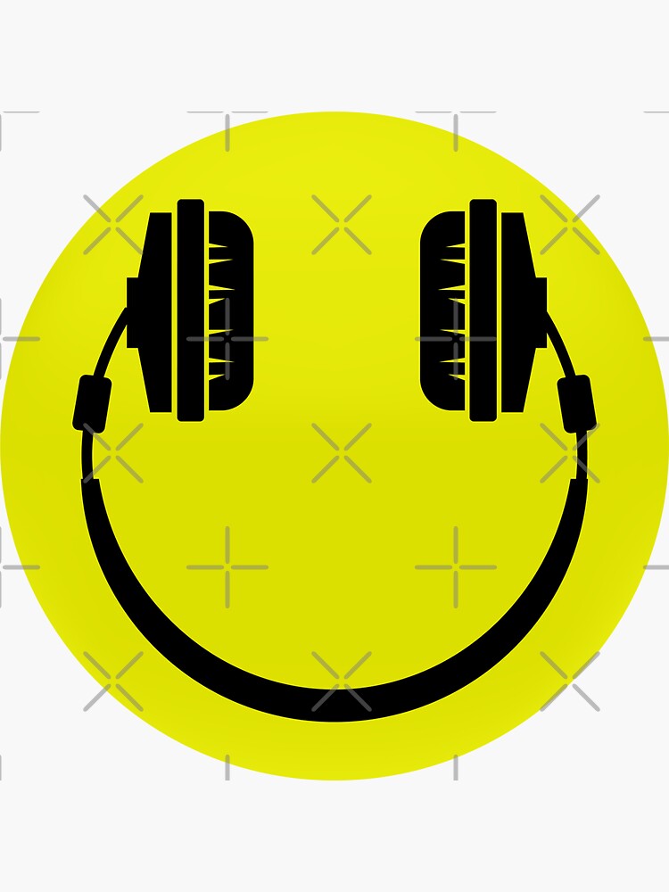 "Yellow Headphone Smiling " Sticker for Sale by ArtisticUploads | Redbubble