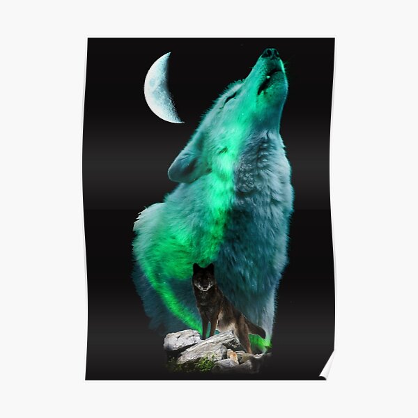 "Aurora Boralis Wolf Howling" Poster for Sale by diana2266 | Redbubble