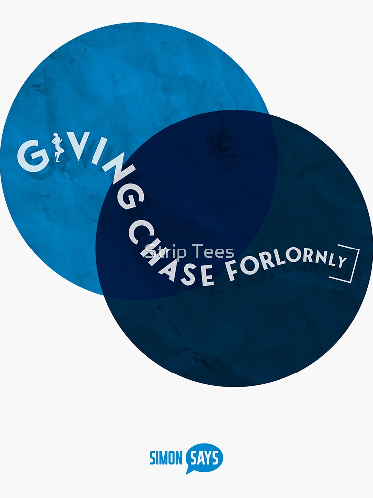"Giving chase forlornly (big blue)" Sticker for Sale by StripTeesAU ...