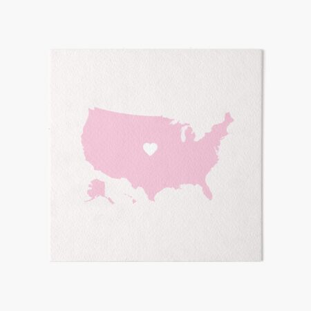 "Soft Pink Aesthetic Map of the United States, I love USA" Art Board ...