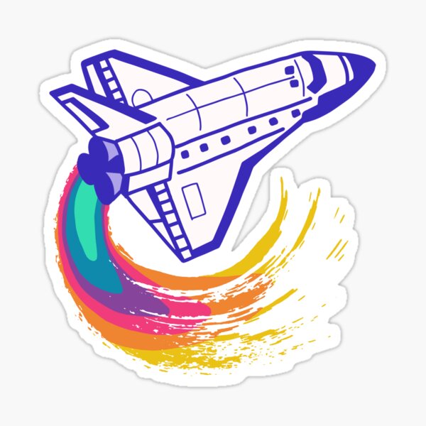 "Rainbow Space Shuttle" Sticker by Hannah-Moss | Redbubble