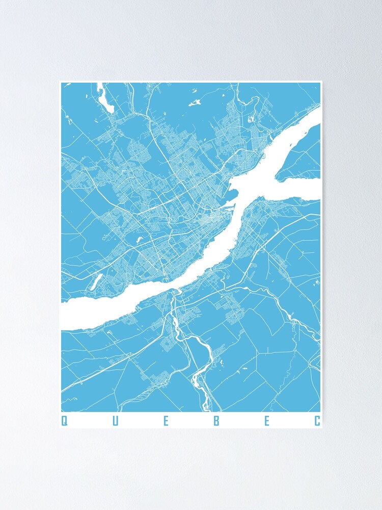 "Quebec map blue" Poster by mapsart | Redbubble