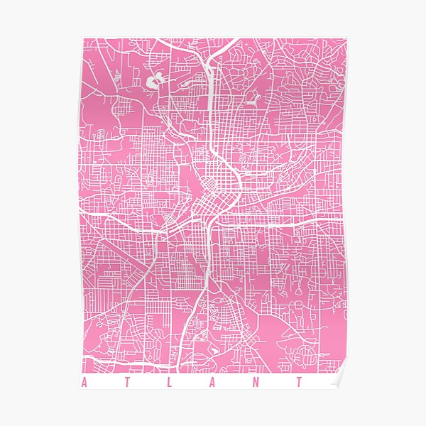 "Atlanta map Georgia pink" Poster for Sale by mapsart | Redbubble