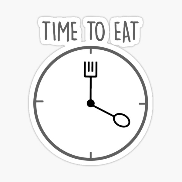 "time to eat clock cutlery" Sticker for Sale by linesdrawings | Redbubble