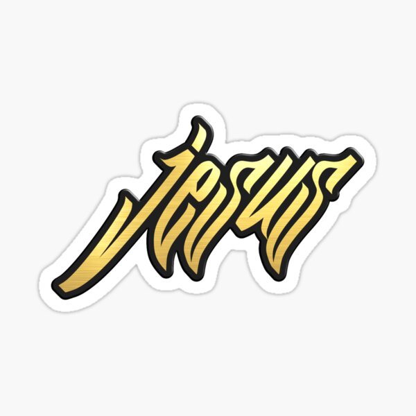 "Shiny black and Gold JESUS word ver6" Sticker by smARTwork | Redbubble