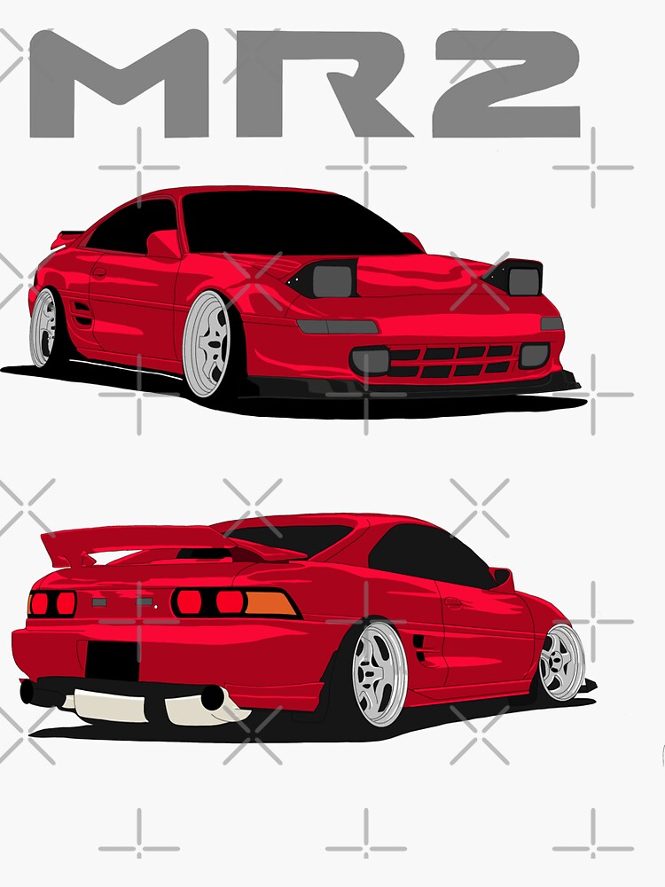 "Red MR2" Sticker for Sale by BlackFoxMedia | Redbubble