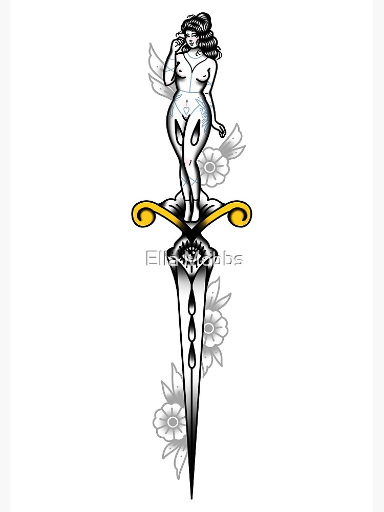 Lámina fotográfica «Sharp Lady Dagger Pin Up Tatuado Cuerpo Tatuaje ...