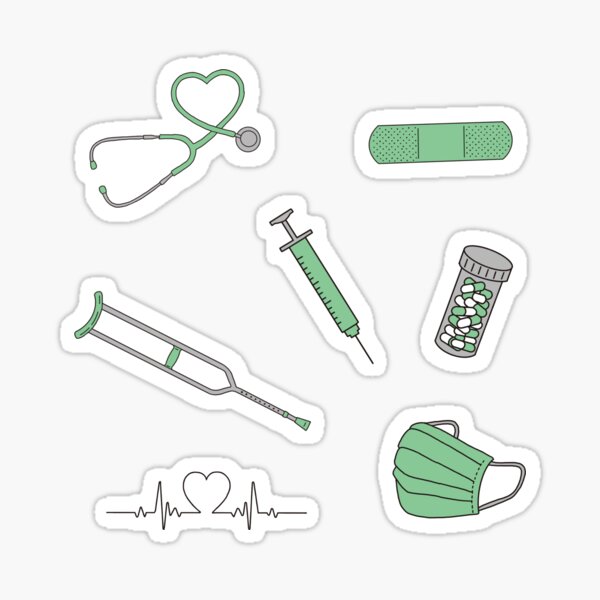 "Doctor Nurse Sticker Pack - Green" Sticker for Sale by abbigailmadden ...