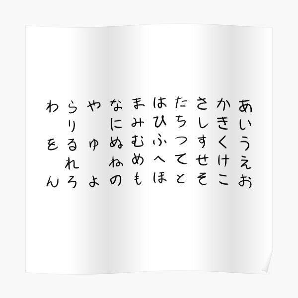 "Japanese Hiragana Gojūon Alphabet Characters Writing - Traditional ...