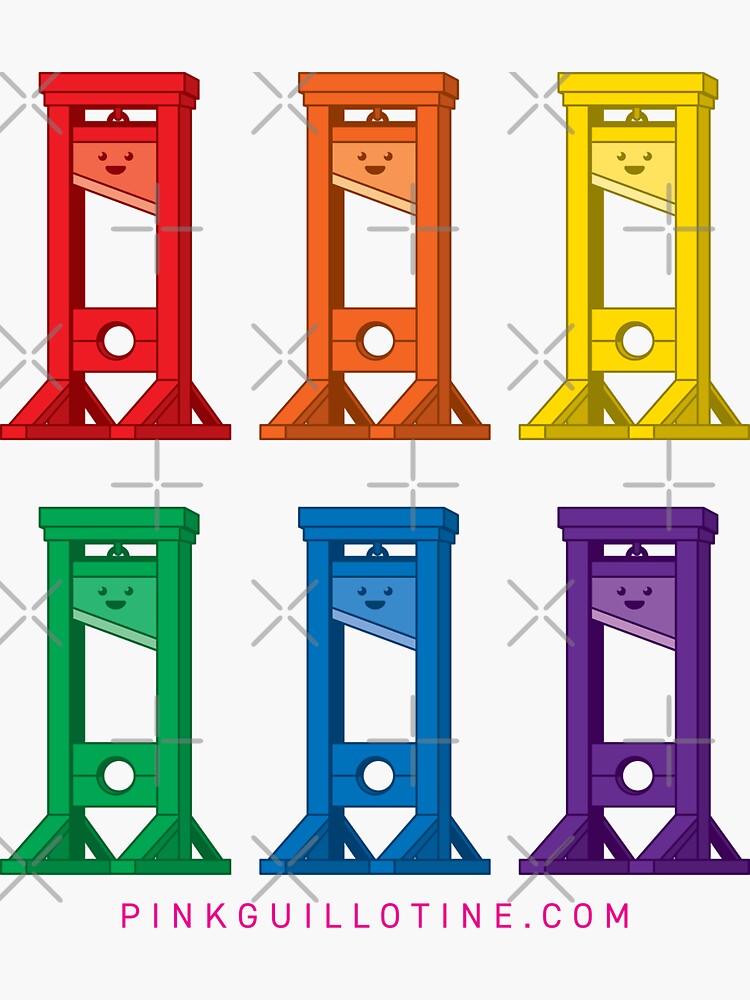 "Rainbow Guillotines - Stacked" Sticker for Sale by pinkguillotine ...