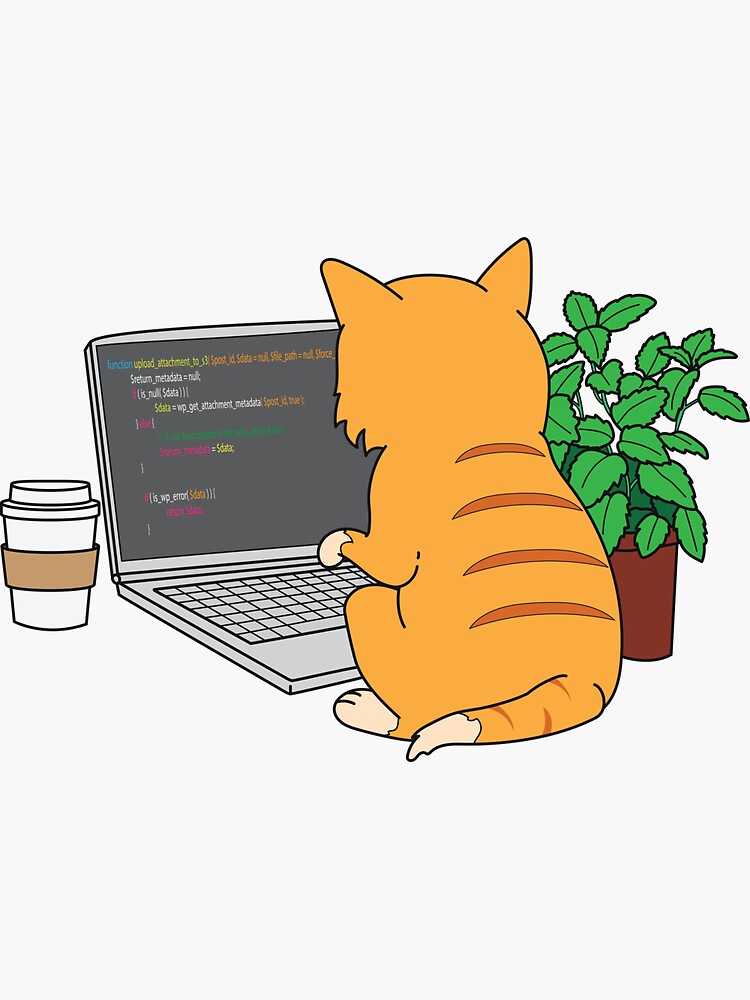 "Programming cat" Sticker by NGLArt | Redbubble