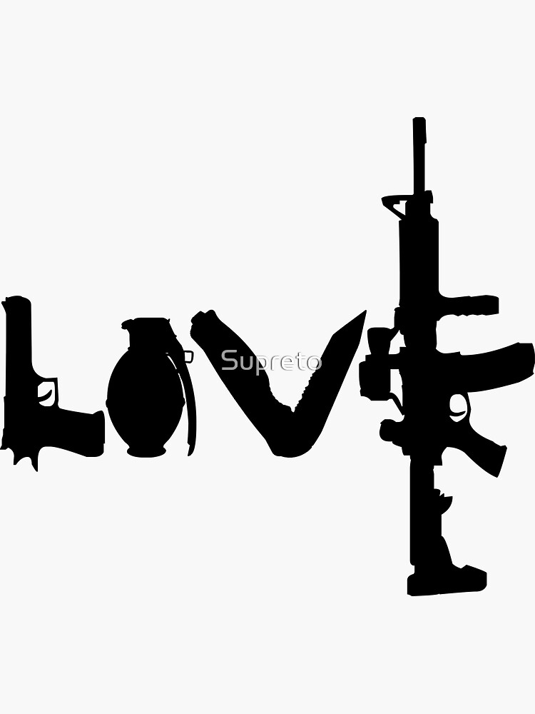 "Love weapons - version 1 - black" Sticker for Sale by Supreto | Redbubble