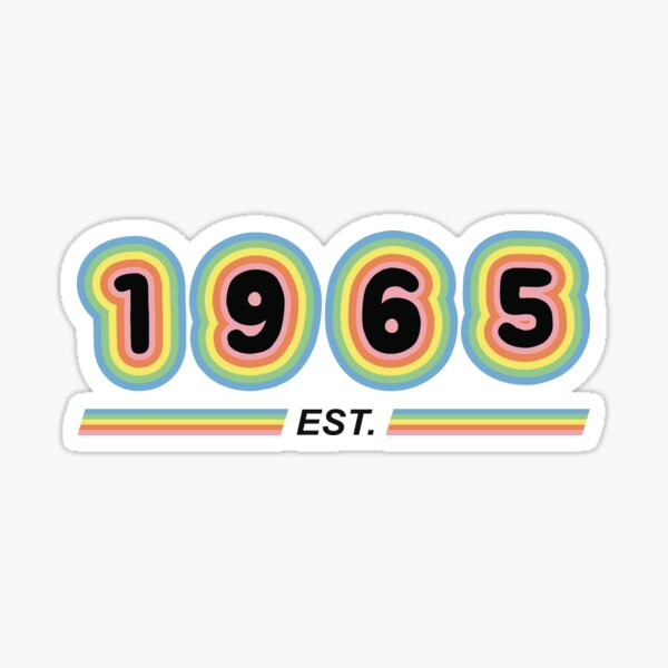 "est 1965 vintage rainbow" Sticker for Sale by poppingcandy | Redbubble