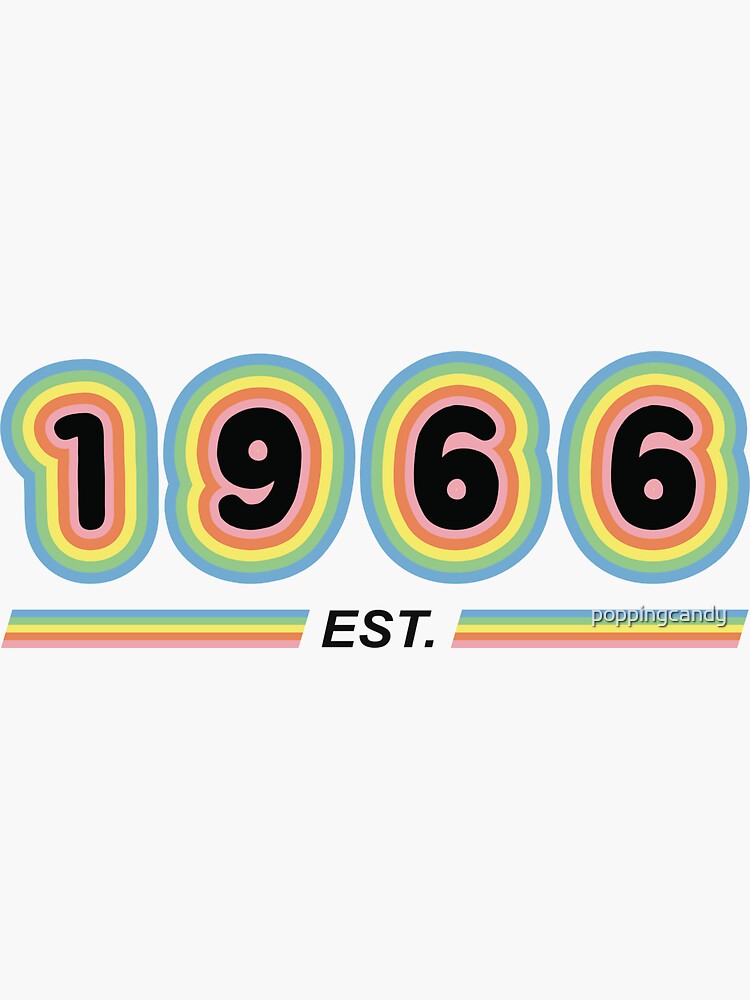 "est 1966 vintage rainbow" Sticker for Sale by poppingcandy | Redbubble