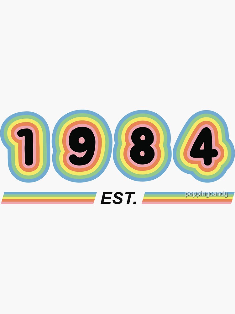 "est 1984 vintage rainbow" Sticker for Sale by poppingcandy | Redbubble