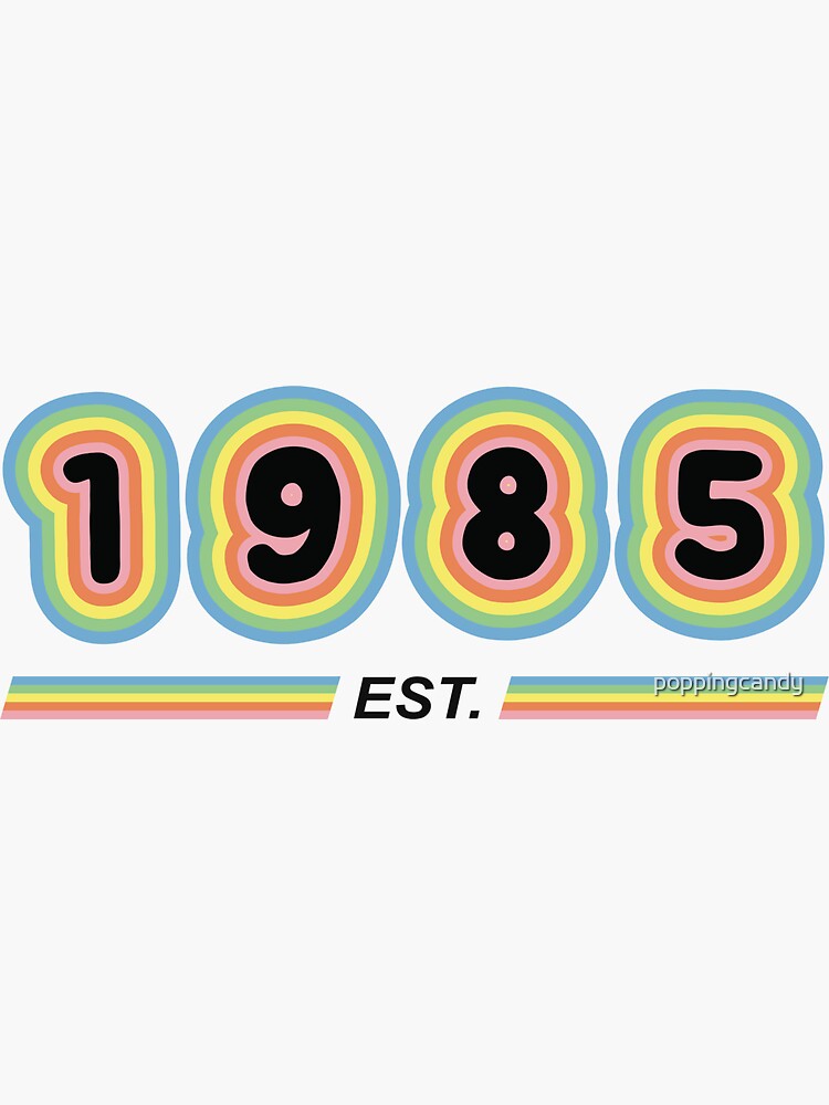 "est 1985 vintage rainbow" Sticker for Sale by poppingcandy | Redbubble