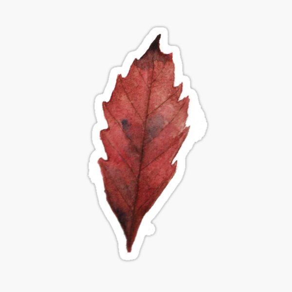 "Red Watercolor Fall Leaf" Sticker by briannamjohnson | Redbubble