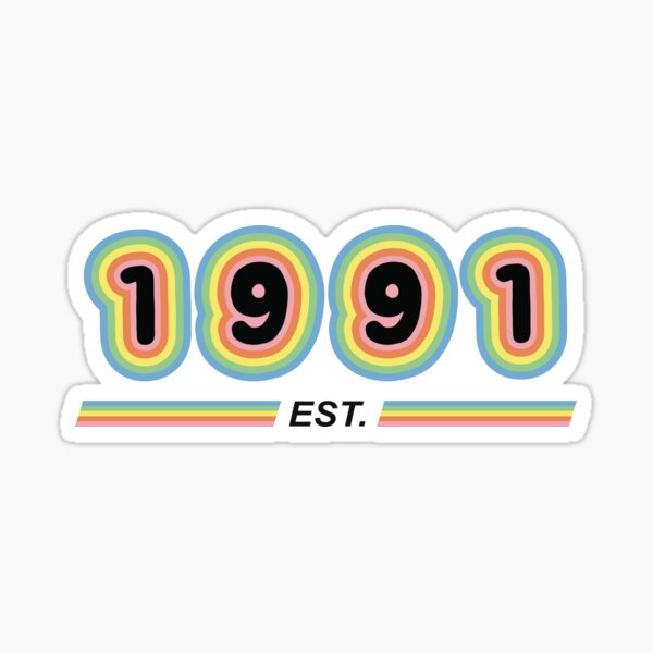 "est 1991 vintage rainbow" Sticker by poppingcandy | Redbubble