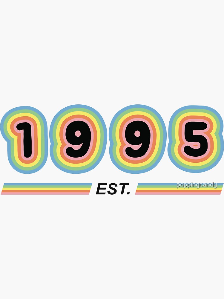 "est 1995 vintage rainbow" Sticker for Sale by poppingcandy | Redbubble