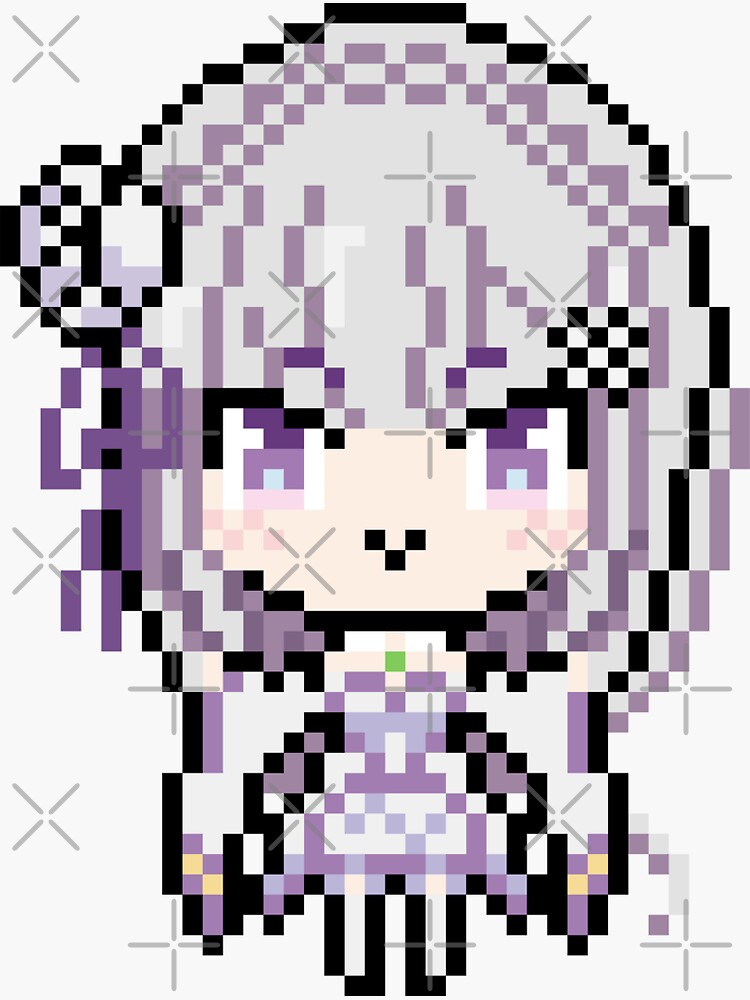 Pegatina «Pegatina Re: Zero Emilia Pixel Art» de travelgorgor | Redbubble