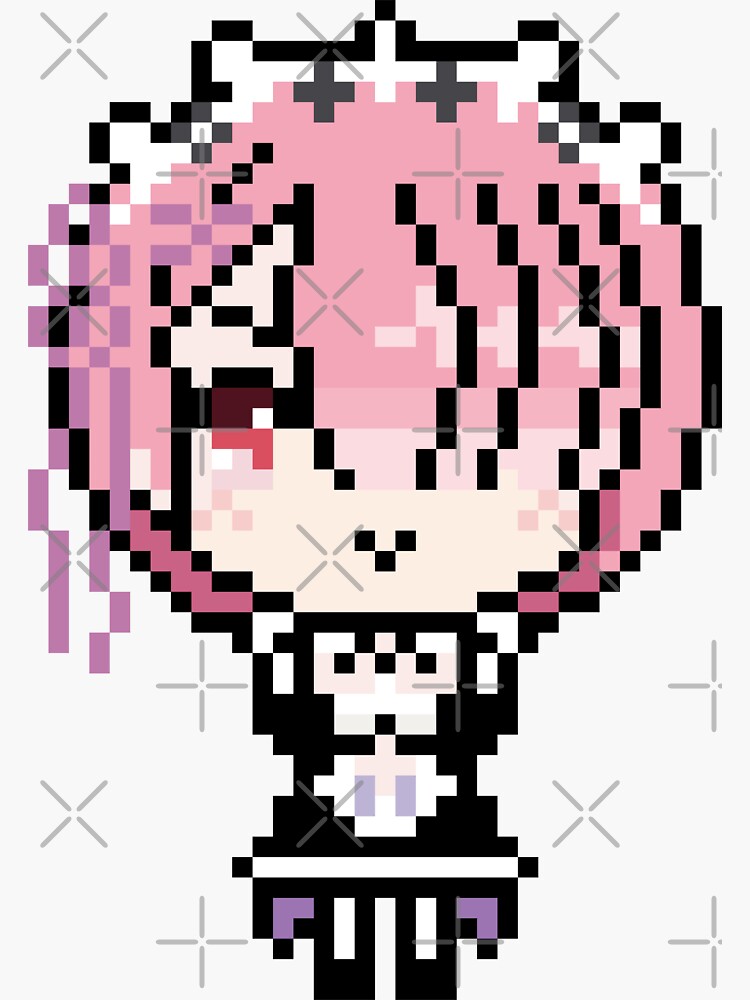 "Re:Zero Ram Pixel Art sticker" Sticker by travelgorgor | Redbubble