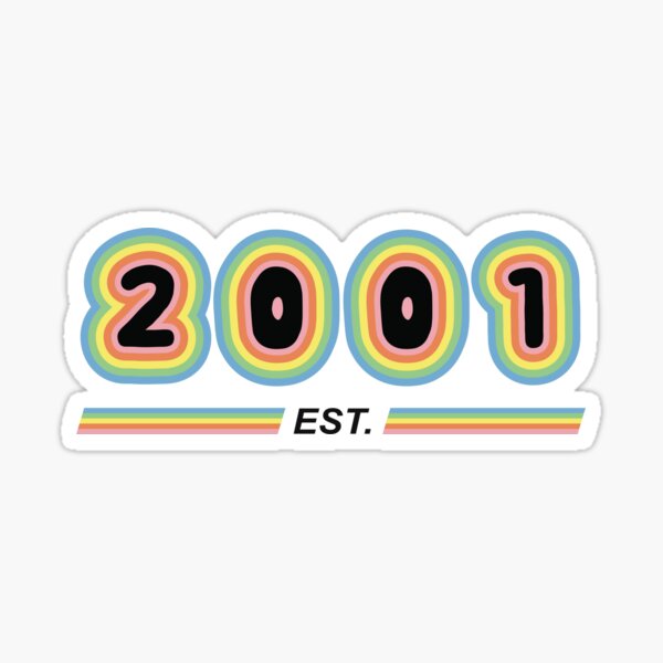 "est 2001 vintage rainbow" Sticker for Sale by poppingcandy | Redbubble