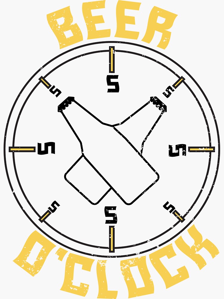 "Beer o' Clock" Sticker for Sale by kammsdesigns | Redbubble