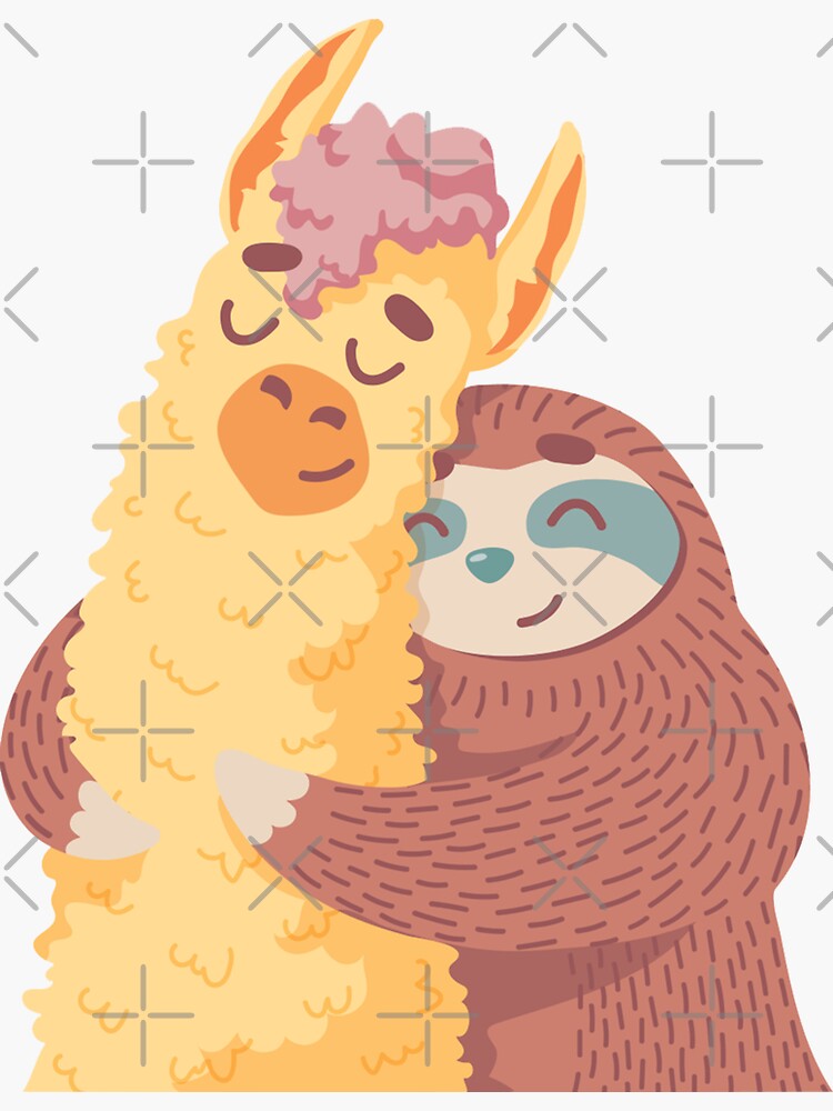 "Cute & Funny Sloth Riding Llama " Sticker by zanbo | Redbubble