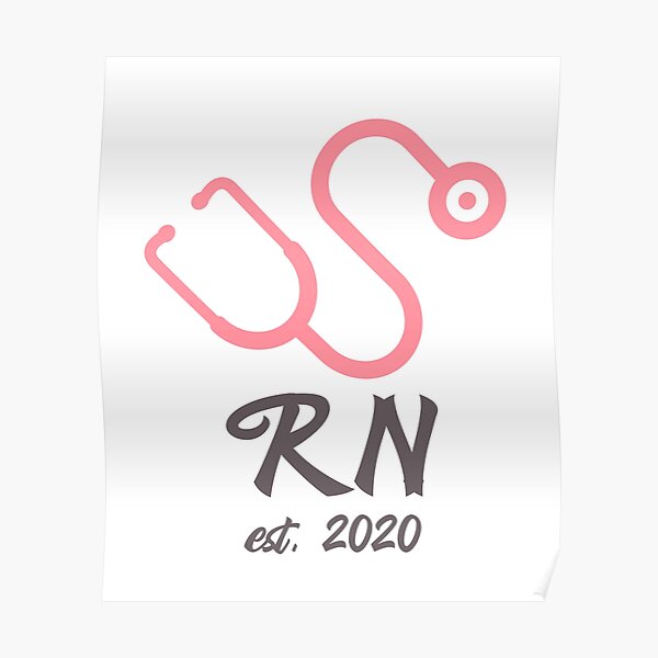 "RN Established 2020 Pink and Grey Cursive" Poster by sfemilycall ...