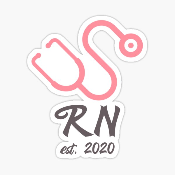 "RN Established 2020 Pink and Grey Cursive" Sticker by sfemilycall ...