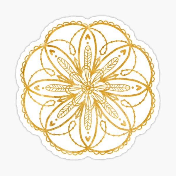 "Gold mandala on red" Sticker by DesignByJennyyy | Redbubble