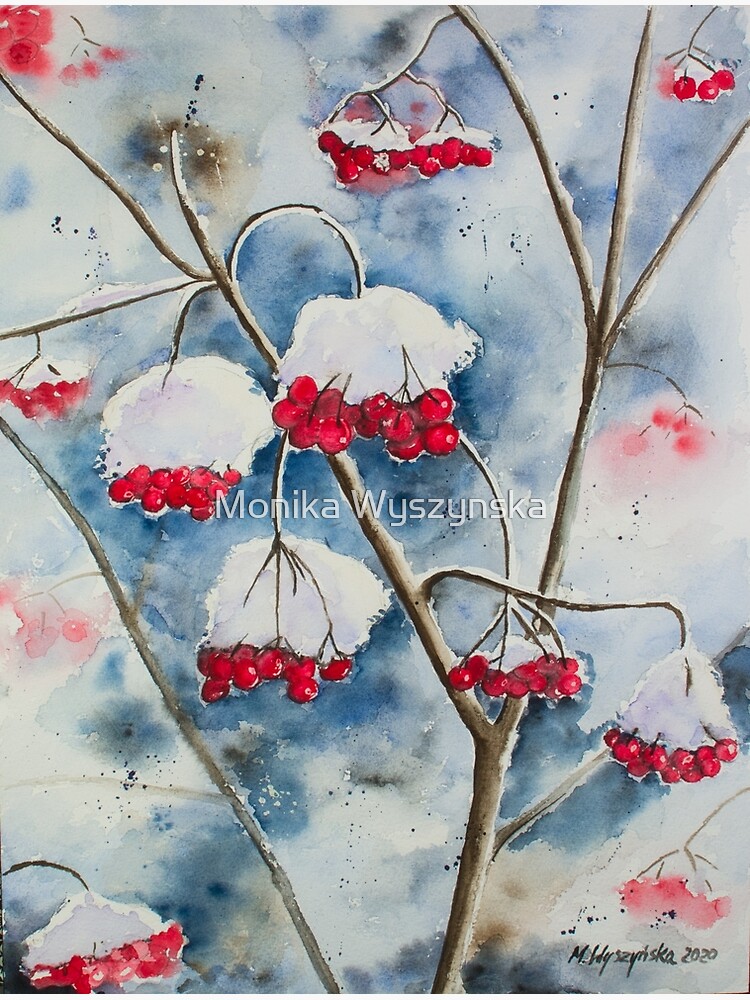 "Rowan Tree Under Snow Watercolour Painting by Monika" Poster for Sale ...