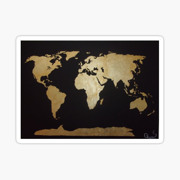 "World map gold leaf" Sticker by ChiaraSardara | Redbubble