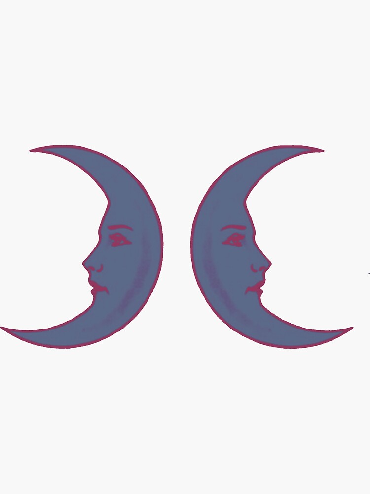"2 Moons" Sticker for Sale by sweetslay | Redbubble