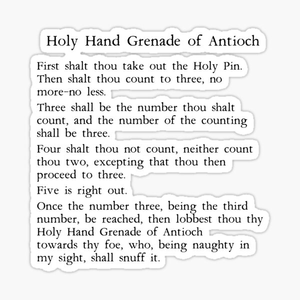"Monty Python - Holy Hand Grenade of Antioch" Sticker by Footon | Redbubble