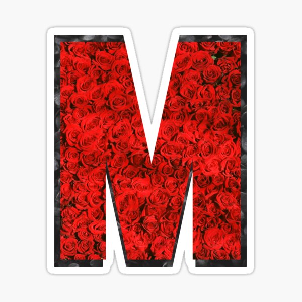 "Red Rose Letter M" Sticker for Sale by Clover61 | Redbubble