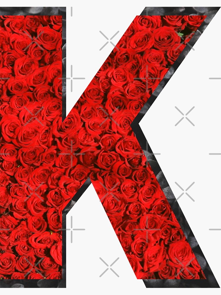 "Red Rose Letter K" Sticker for Sale by Clover61 | Redbubble