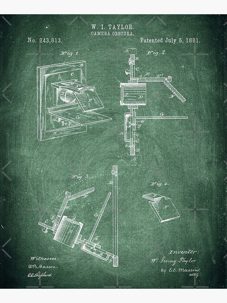 Camera obscura 1881 patent green chalkboard Premium Matte Vertical ...
