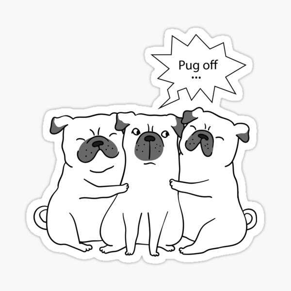 "Cute angry Pug with friends" Sticker for Sale by otylia-ragdoll ...