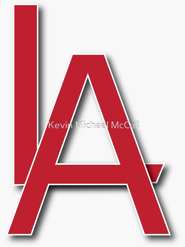 "LA Logo in Deep Red" Sticker for Sale by KMac677 | Redbubble