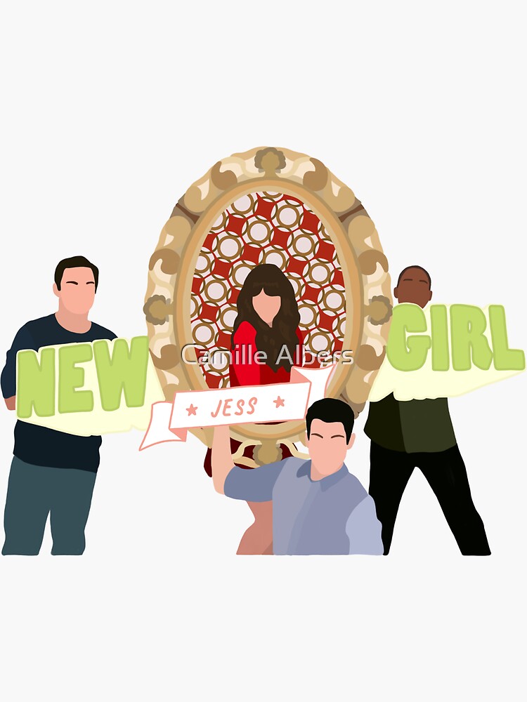 "New Girl Intro!" Sticker for Sale by CamilleAlbers | Redbubble