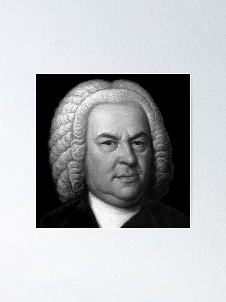 "Johann Sebastian Bach Black and White Portrait" Poster for Sale by ...