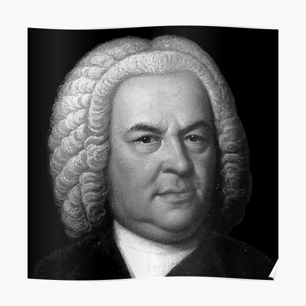 "Johann Sebastian Bach Black and White Portrait" Poster for Sale by ...