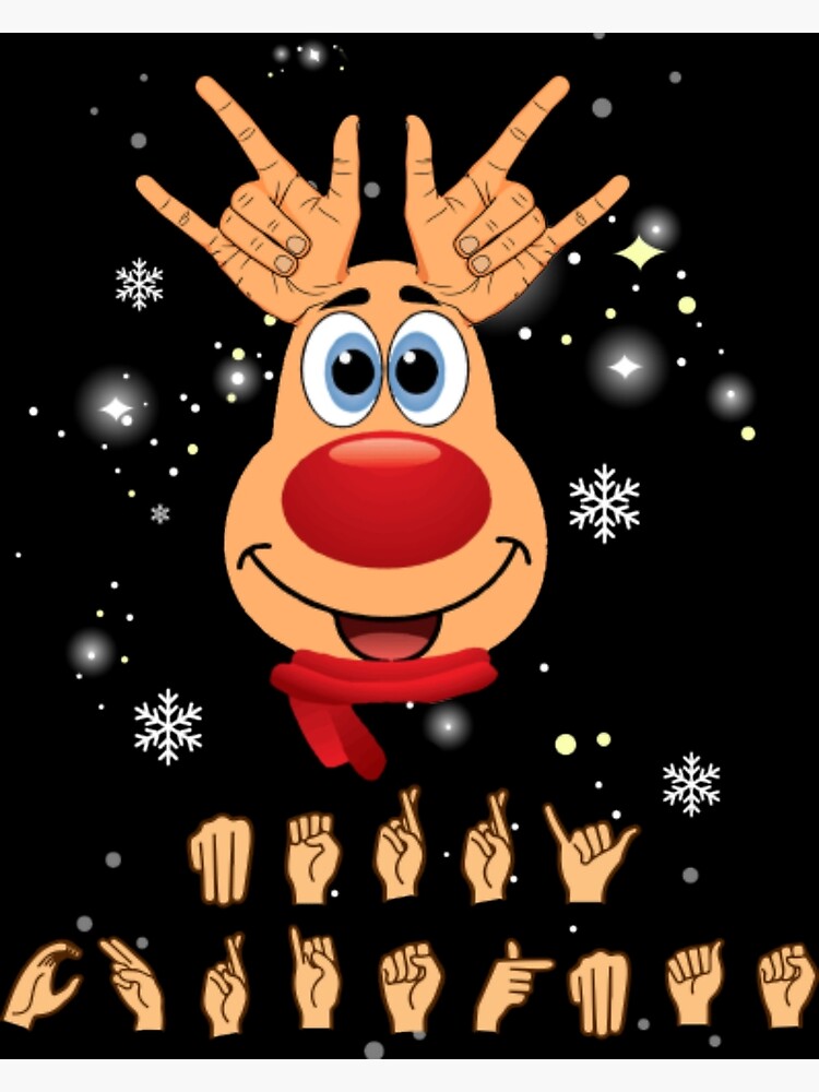 "ASL American Sign Language Deaf Christmas Reindeer Celebrate" Greeting ...