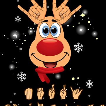 "ASL American Sign Language Deaf Christmas Reindeer Celebrate" Art ...
