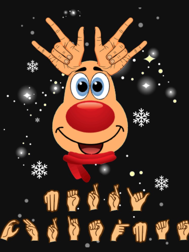 "ASL American Sign Language Deaf Christmas Reindeer Celebrate" T-shirt ...